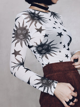 Gothic Sun Moon Mesh Top – ROCK 'N DOLL