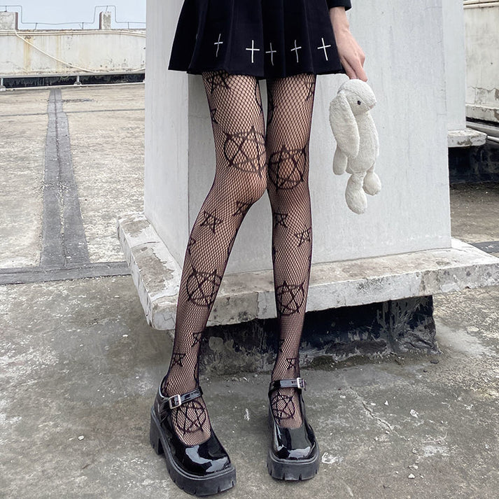 Gothic Design Fishnet Stockings (available in 6 designs) – ROCK 'N DOLL