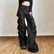 Gothic Grunge Wide Leg Ruched Drawstring Pants – ROCK 'N DOLL